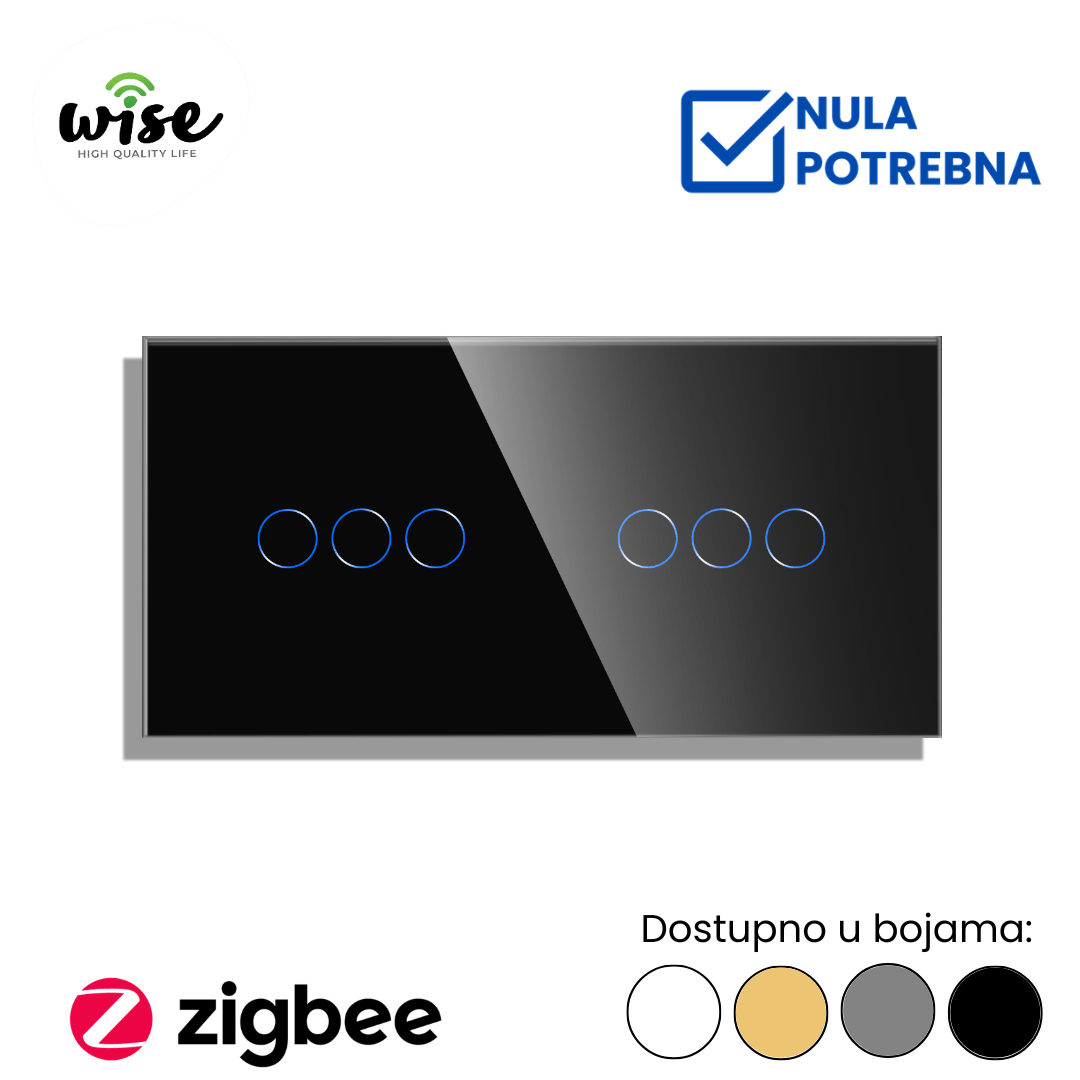Wise pametni Zigbee prekidač
3t + 3t, staklo