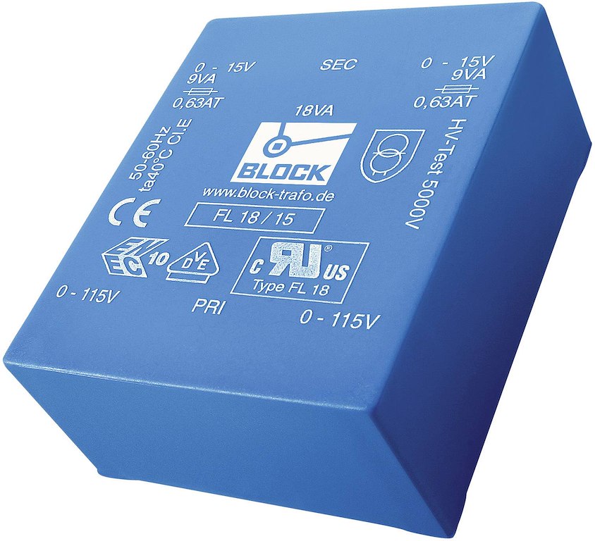 Block FL 24/12 transformator za štampanu ploču 115 V → 12 V/AC
