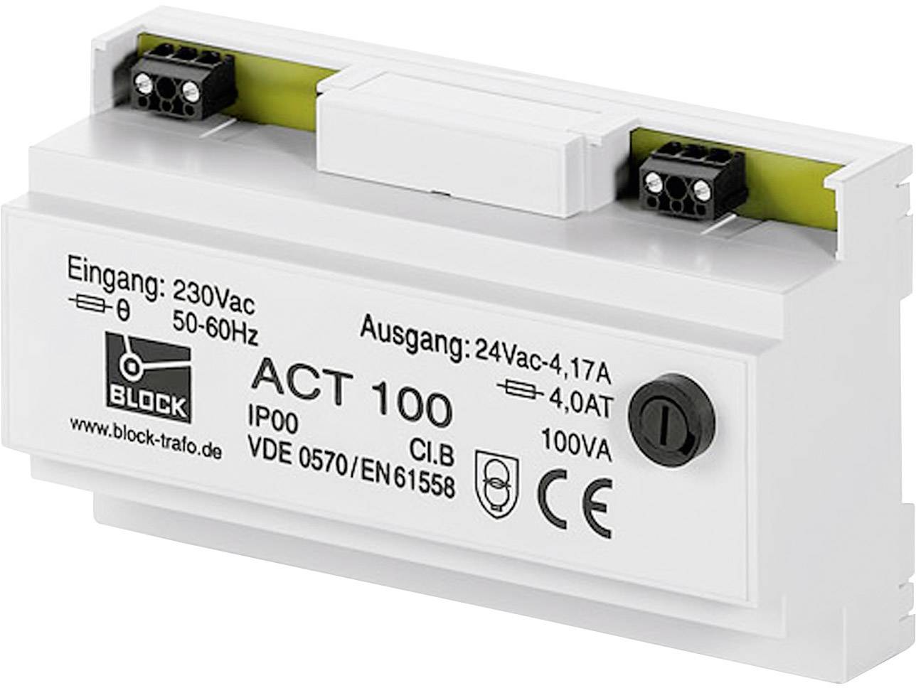 Block ACT 100 bezbednosni transformator 230 V/AC → 24 V/AC