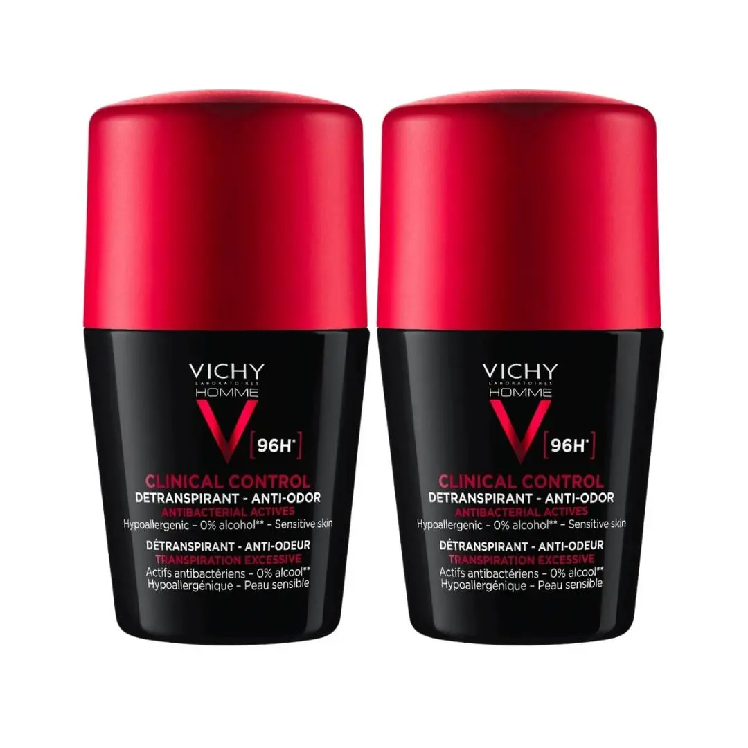 Vichy Muški roll On Homme Antiperspirant 96h, 50 ml, 2 komada