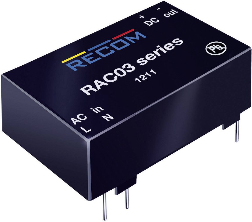 RECOM RAC03-12SC AC/DC napajanje za štampanu ploču 90–277 V/AC → 12 V/DC 0,25 A