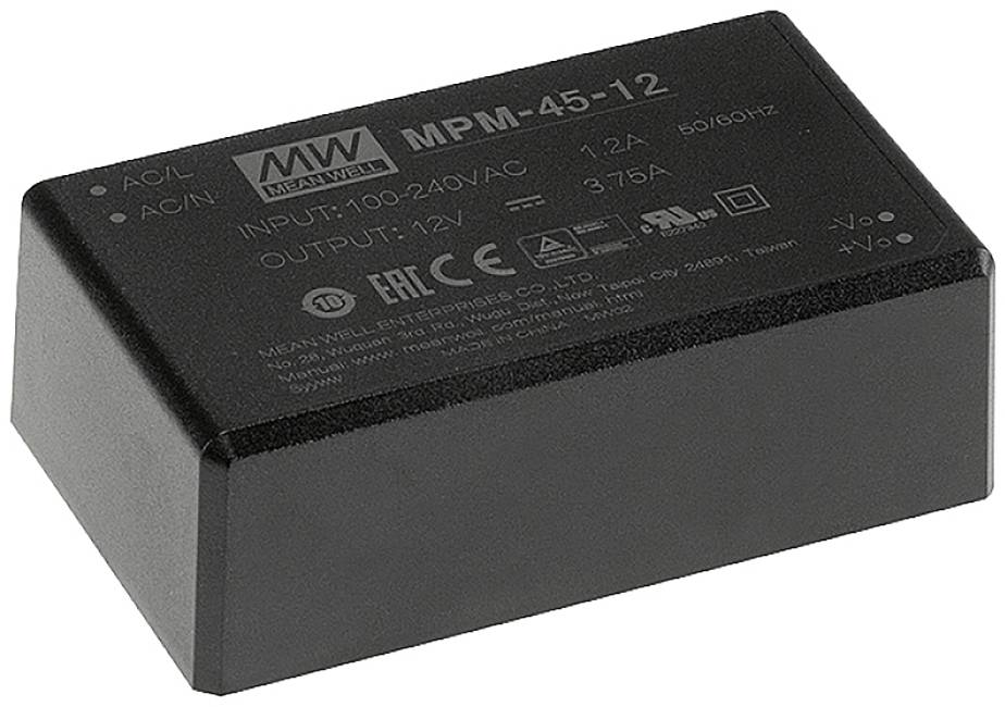 MEAN WELL MPM-45 AC/DC napajanje za štampanu ploču 80 V/AC → 5 V/DC 40 W