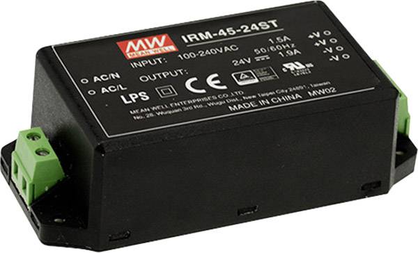 MEAN WELL IRM-45-24ST AC/DC napajanje za štampanu ploču 85 V/AC → 24 V/DC 45 W
