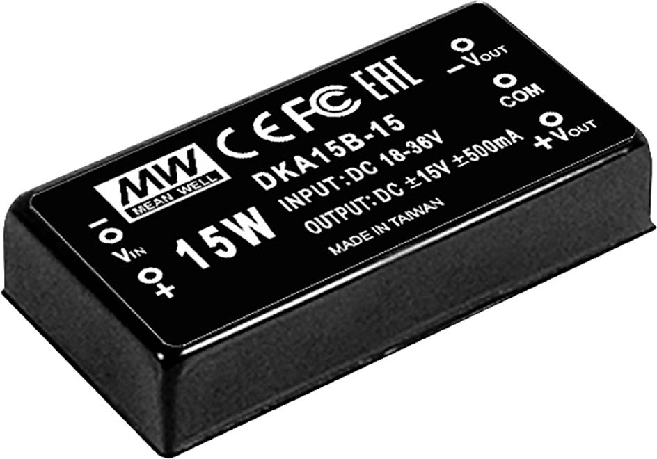 MEAN WELL DKA15C-15 DC/DC pretvarač 36 V/DC → 15 V/DC, -15 V/DC 500 mA 15 W