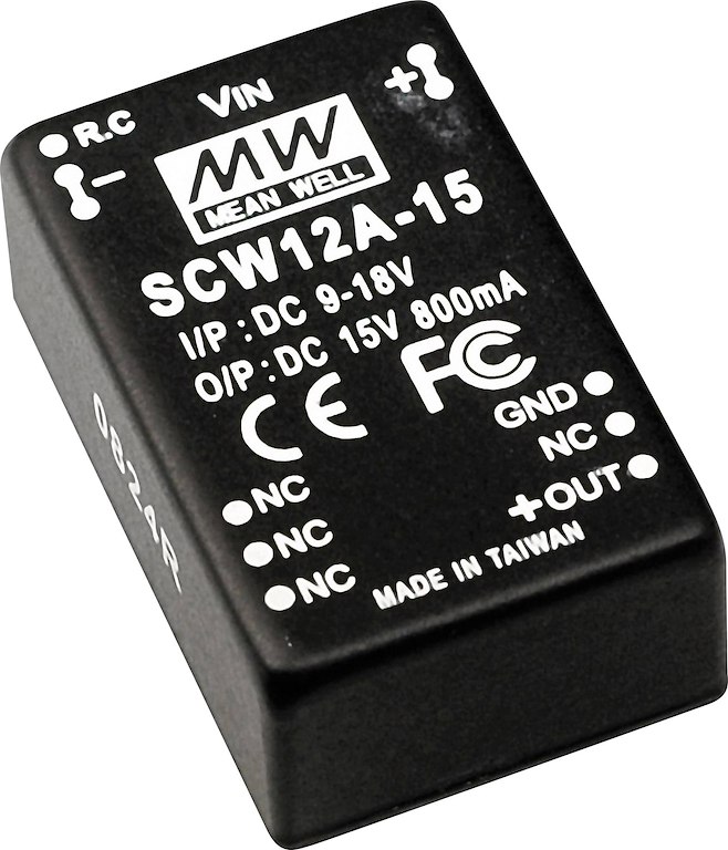 MEAN WELL SCW12B-12 DC/DC pretvarač 18 V/DC → 12 V/DC 12 W