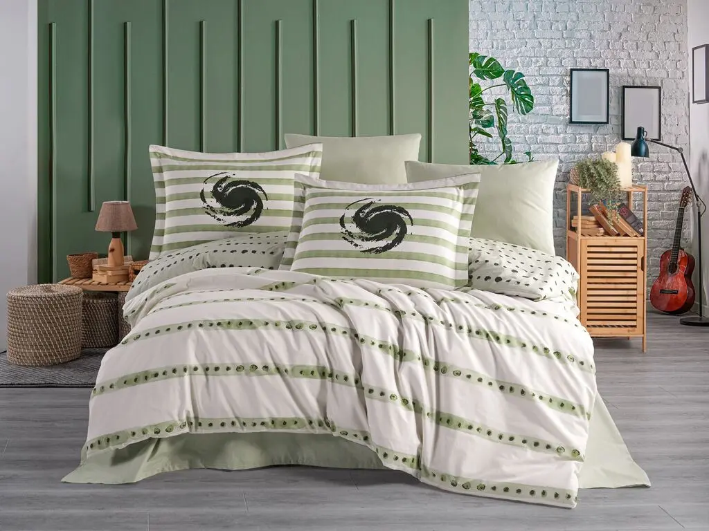 L'essentiel Maison Set poplin posteljine, Zeleni