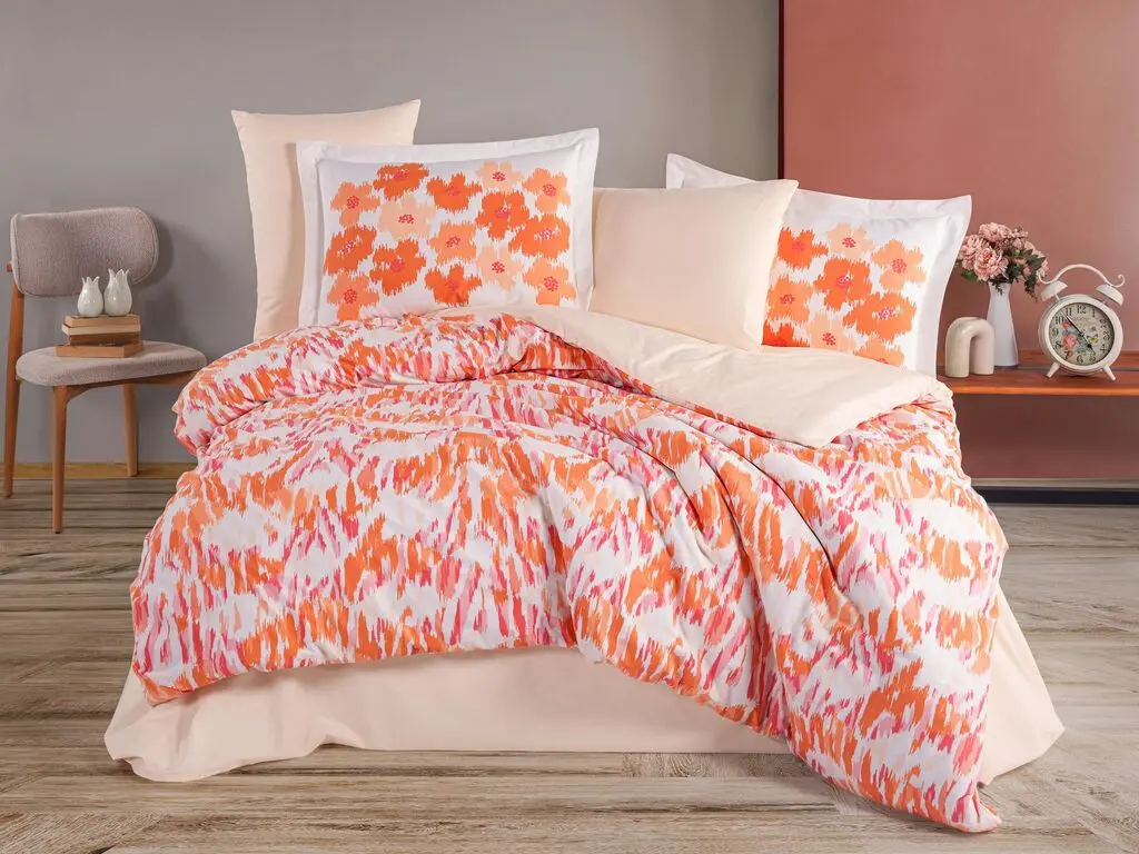 L'essentiel Maison Set poplin posteljine, Narandžasti