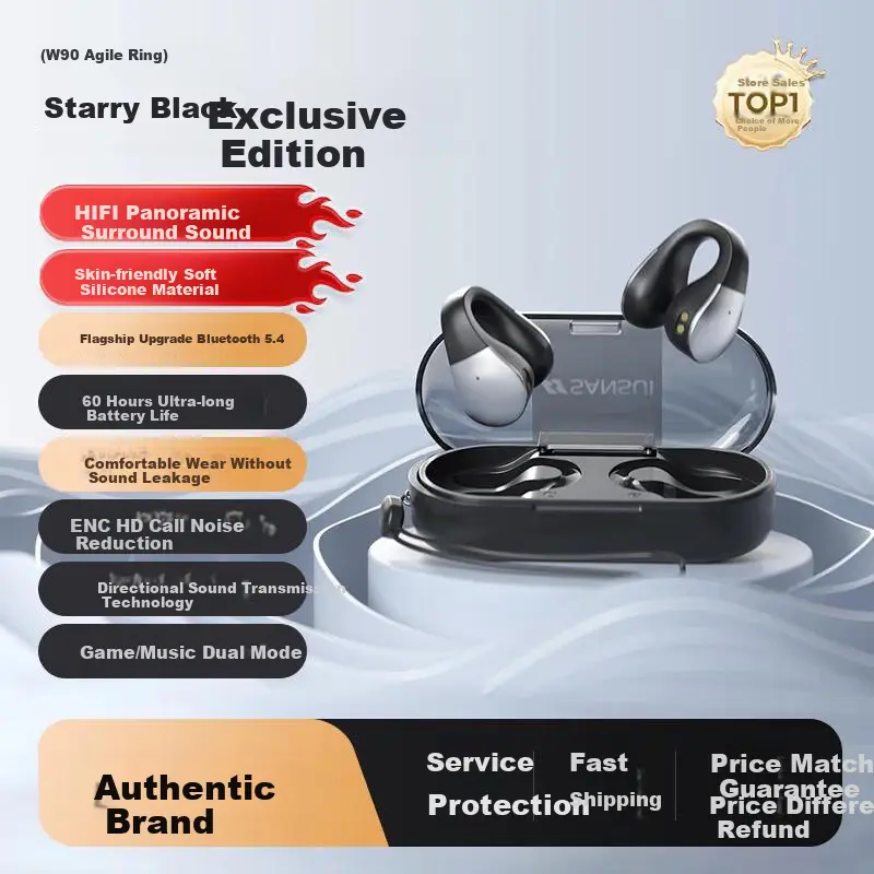 Sansui Bluetooth slušalice W90, Crne