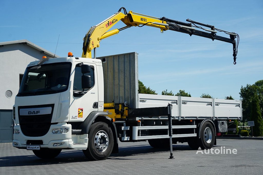DAF LF 250 / 4X2 / SKRZYNIOWY - 7.3 + HDS HYVA HB 150X -E3 / STEROWA kamion s ravnom platformom