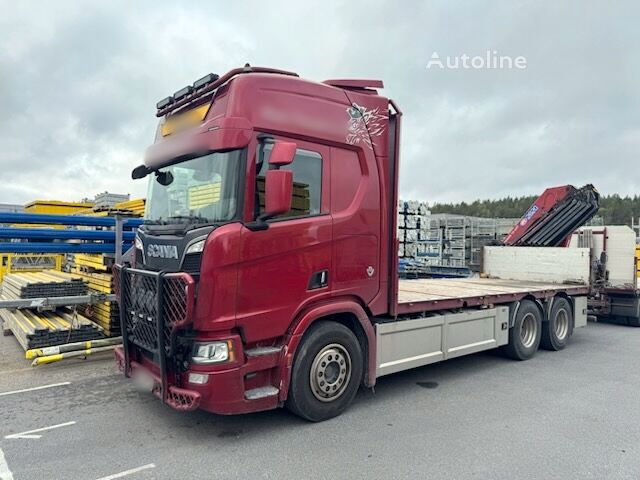 Scania R650 *6x4 *HMF 2820 *WINCH *ROTATOR *Euro 6D kamion s ravnom platformom