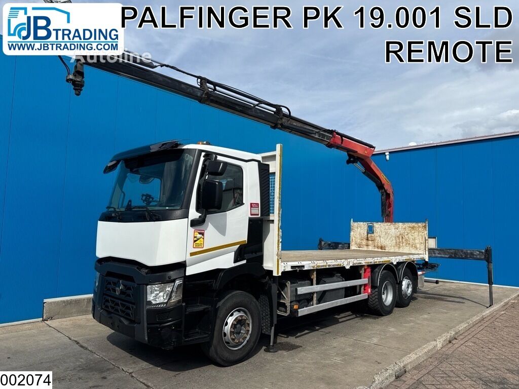 Renault C 380 6x2, EURO 6, Palfinger, Remote kamion s ravnom platformom