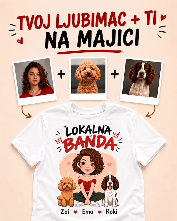 Personalizovana majica - devojka i njeni ljubimci