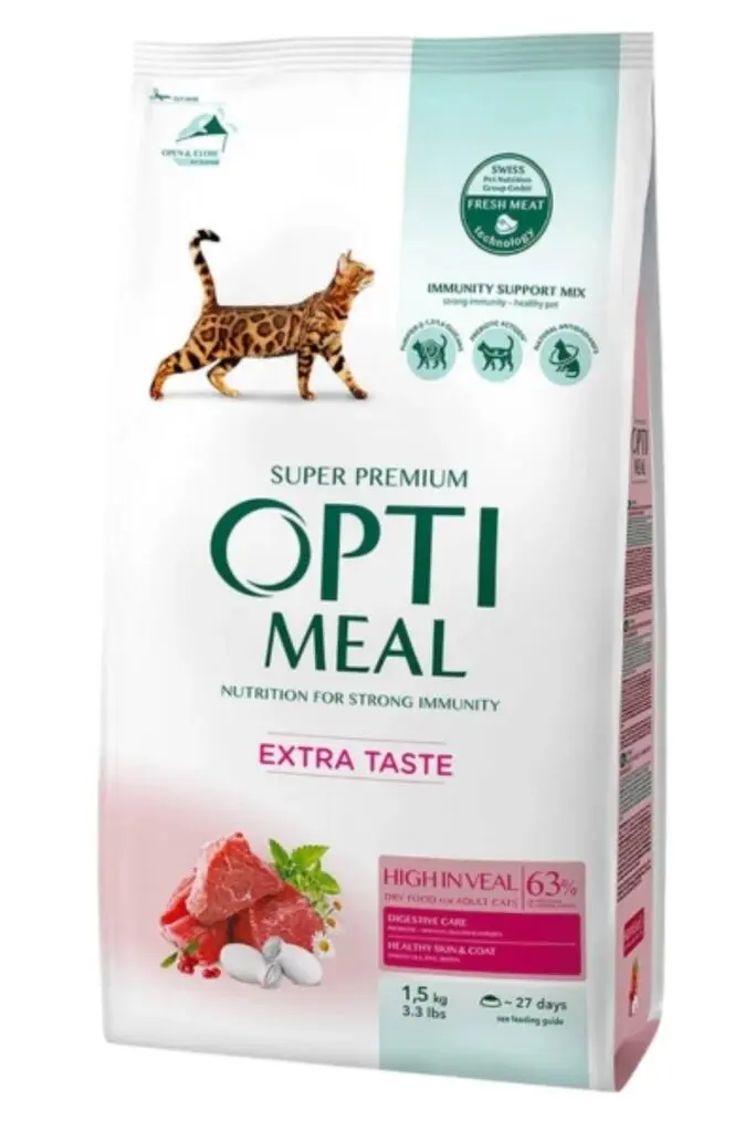 Optimeal Suva hrana za mačke, Teletina, 1.5kg