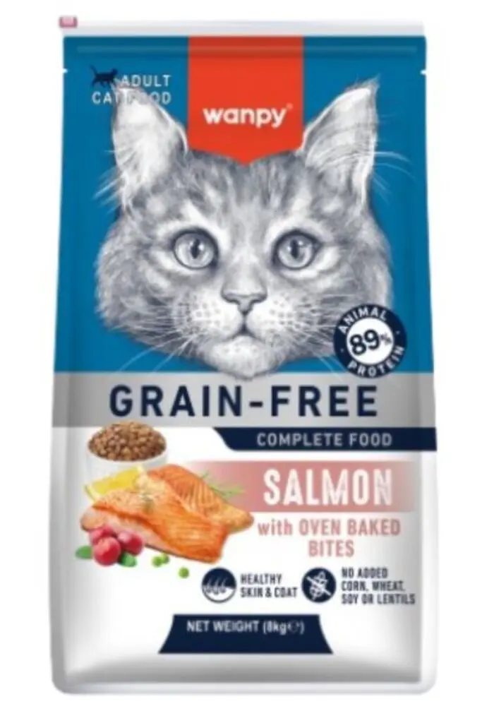 Wanpy Suva hrana za mačke Grain Free, Losos, 8kg