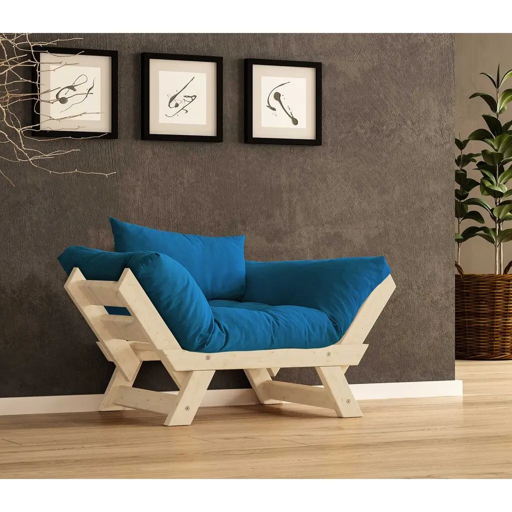 Hanah Home Baštenska sofa sa jednim sedištem i jastukom, Naturalna i plava