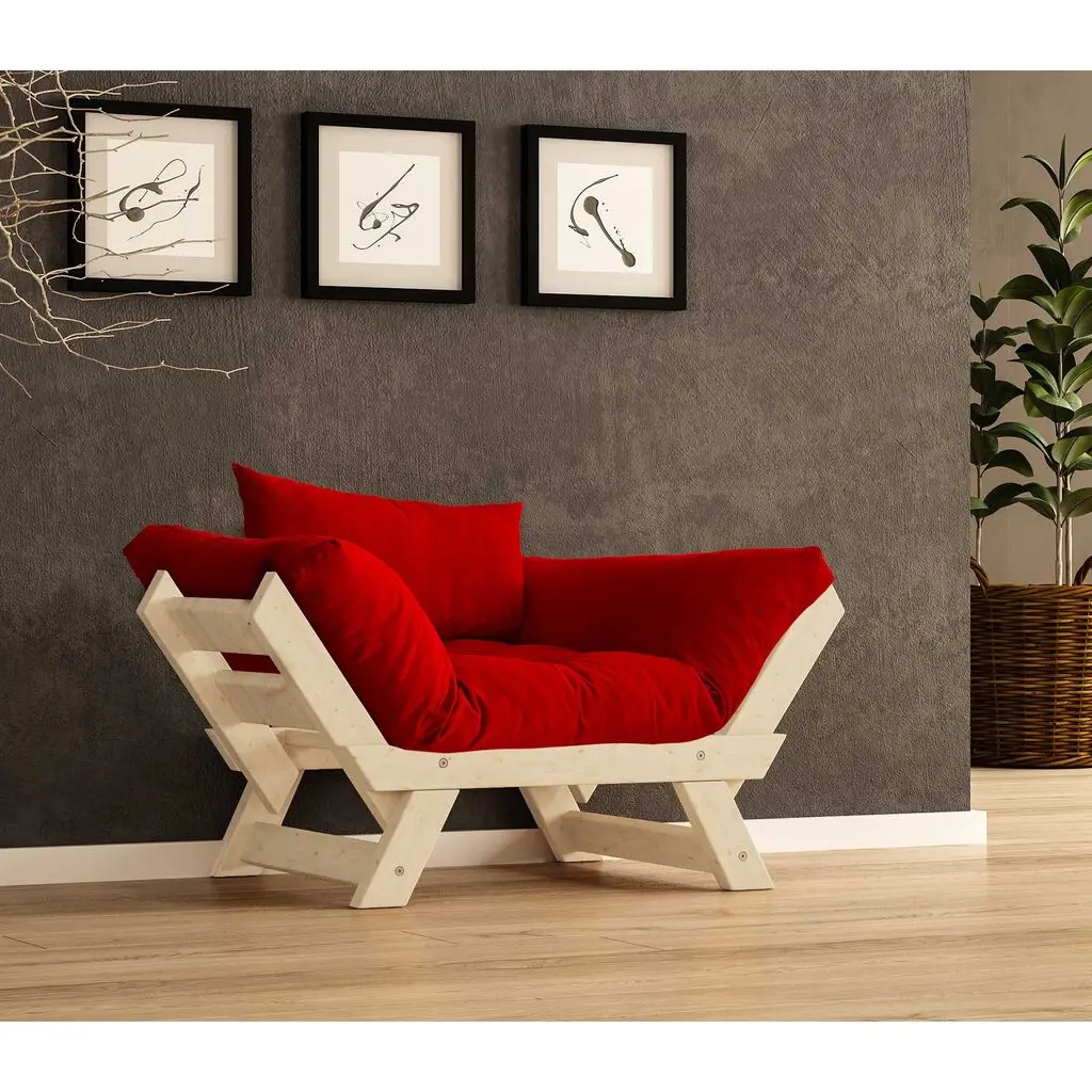 Hanah Home Baštenska sofa sa jednim sedištem i jastukom, Naturalna i crvena