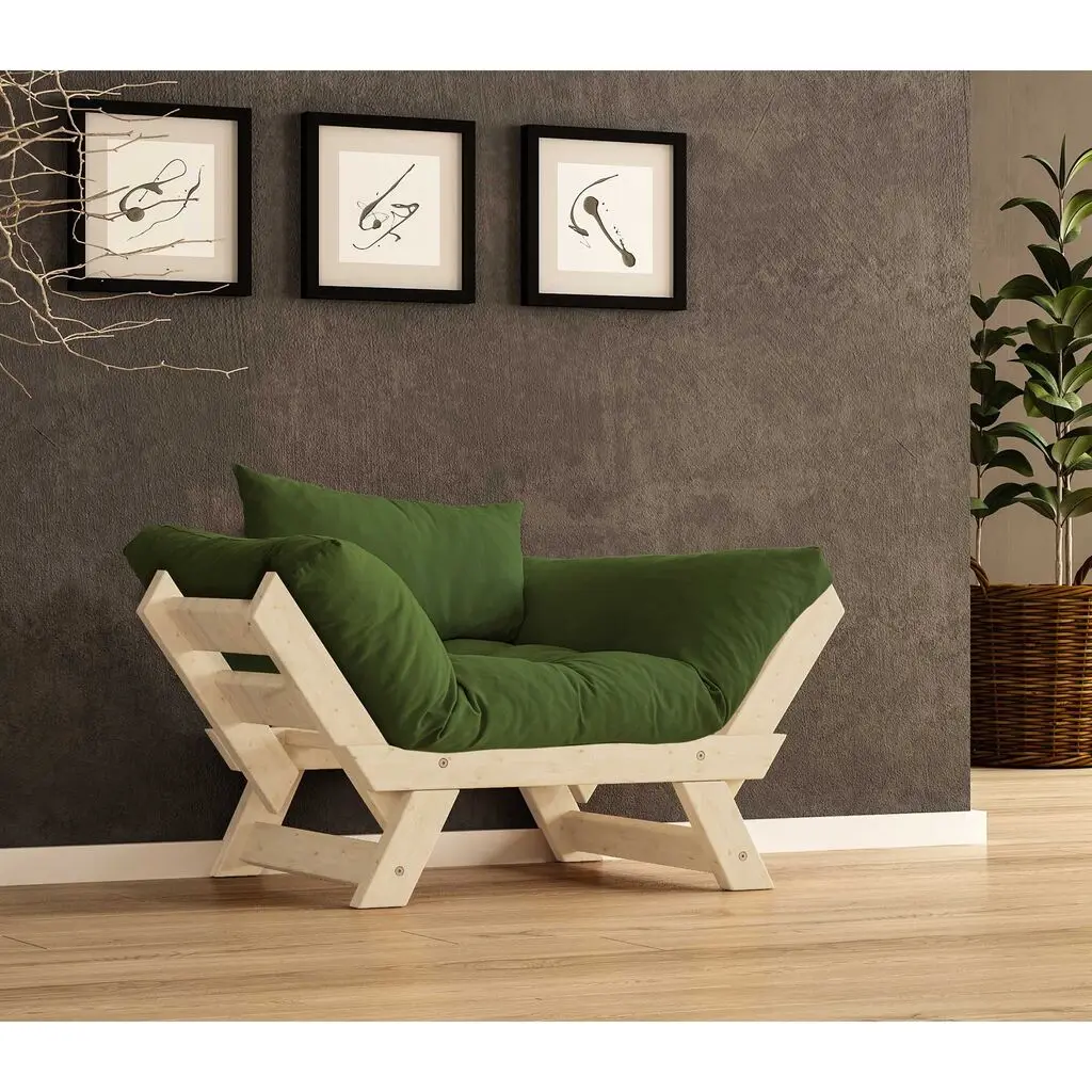 Hanah Home Baštenska sofa sa jednim sedištem i jastukom, Naturalna i zelena