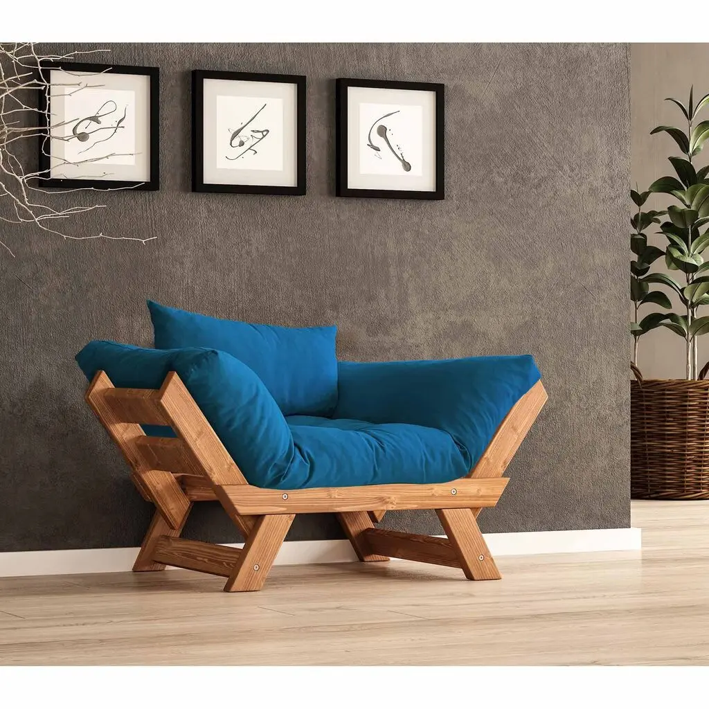 Hanah Home Baštenska sofa sa jednim sedištem i jastukom, Tikovina i plava