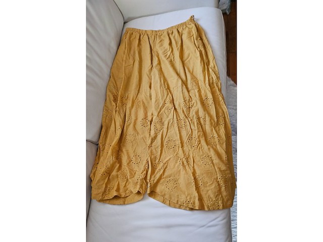 Wide-Leg Eyelet aged gold lan/ viskoza pantalone, novo