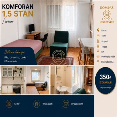 Jednoiposoban stan 42 m², Liman 4, Novi Sad, 4. sp