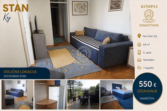 Dvosoban stan 64 m², Kej, Novi Sad, 5. sprat