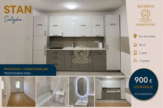 Trosoban stan 88 m², Salajka, Novi Sad, 2. sprat