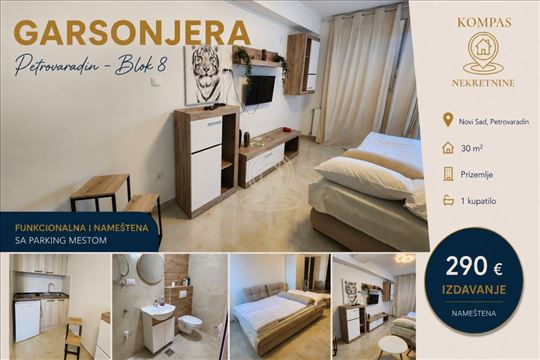 Garsonjera 30 m² sa Parking mestom, prizemlje, Pet