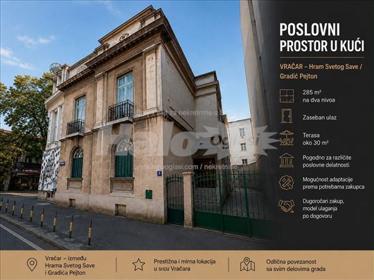 Poslovni prostor u kući-Vračar-Hram Svetog Save