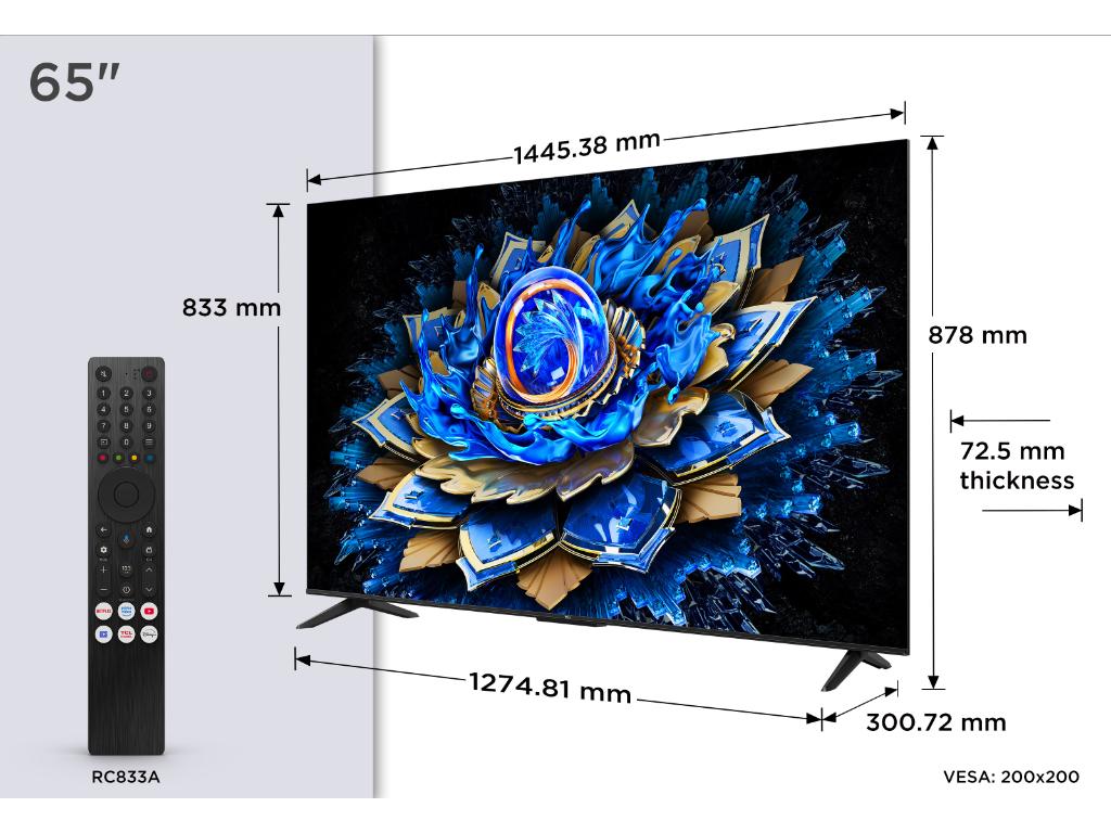 Televizor TCL 65T69C/QLED/65"/4K UHD/60Hz/Google TV/crna
