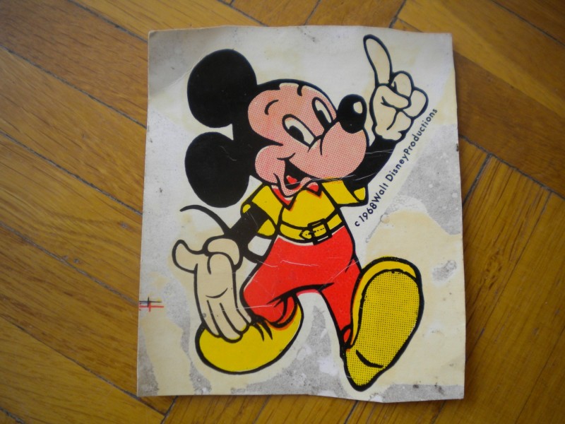 MIKI MAUS, nalepnica za pločice 1968 Disney RETRO