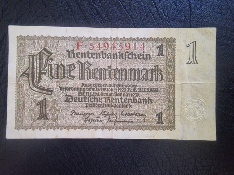Nemačka Treći Rajh 1 Renten Mark 1937