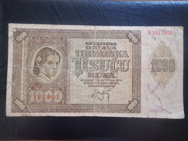 NDH 1000 Kuna 1941 Ređa Fašistička Štampa Berlin