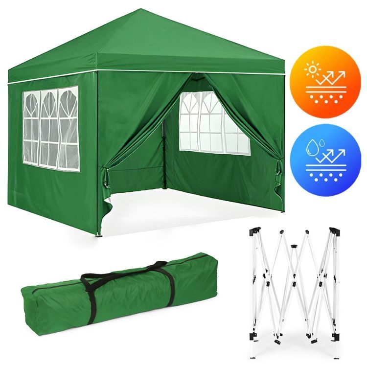 Baštenski šator/paviljon 3×3 m, automatski rasklopiv, sa 4 bočne stranice zeleni – MultiGarden