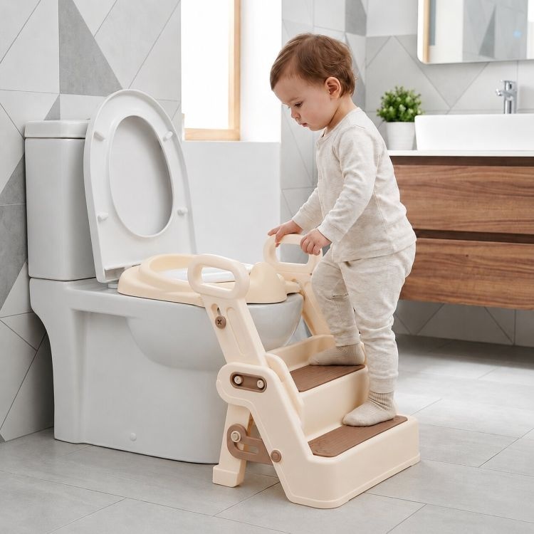 Dečiji adapter za WC šolju sa stepenikom i rukohvatima HA-P33-2 – ECOTOYS