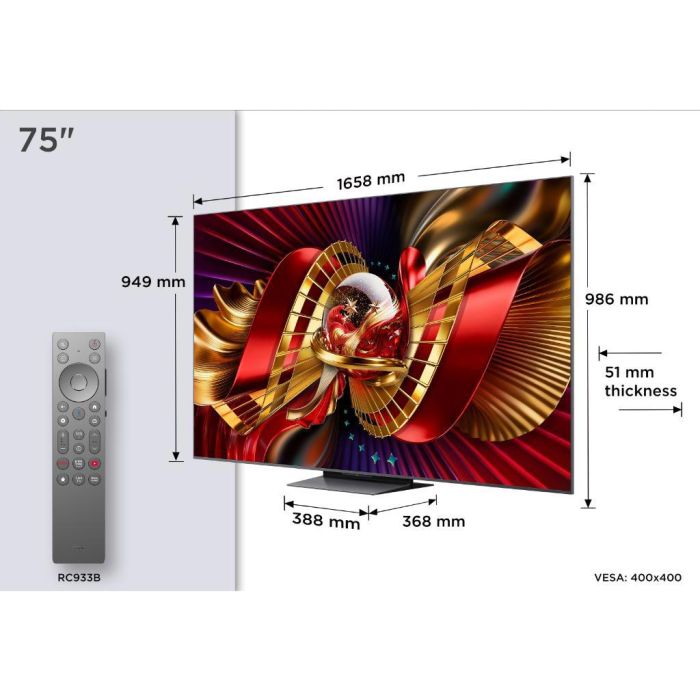 Televizor TCL 75C8L/LED/75"/4K UHD/144Hz/Google TV/crna