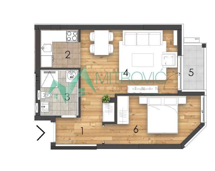 Jednoiposoban stan na prodaju, Socijalno, Novi Sad, 44m², 169.810 €