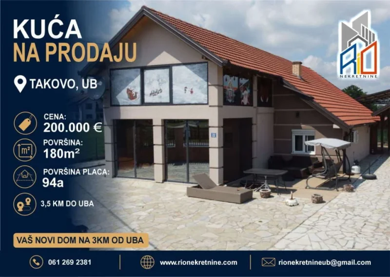 NA PRODAJU! Useljiva kuća u Takovu pored Uba