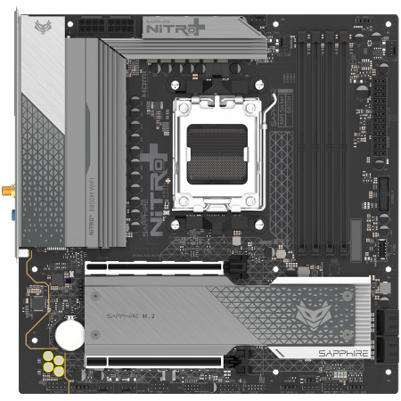 SAPPHIRE AMD B850M AM5 NITRO+ Ryzen R9R7R5, 4x DDR5 8000MHz, PCIE 5, 1x M.2 Gen5, 1x M.2 Gen4, LAN 2.5 Gbps, WIFI6, USB, MATX ( 52123-01-40