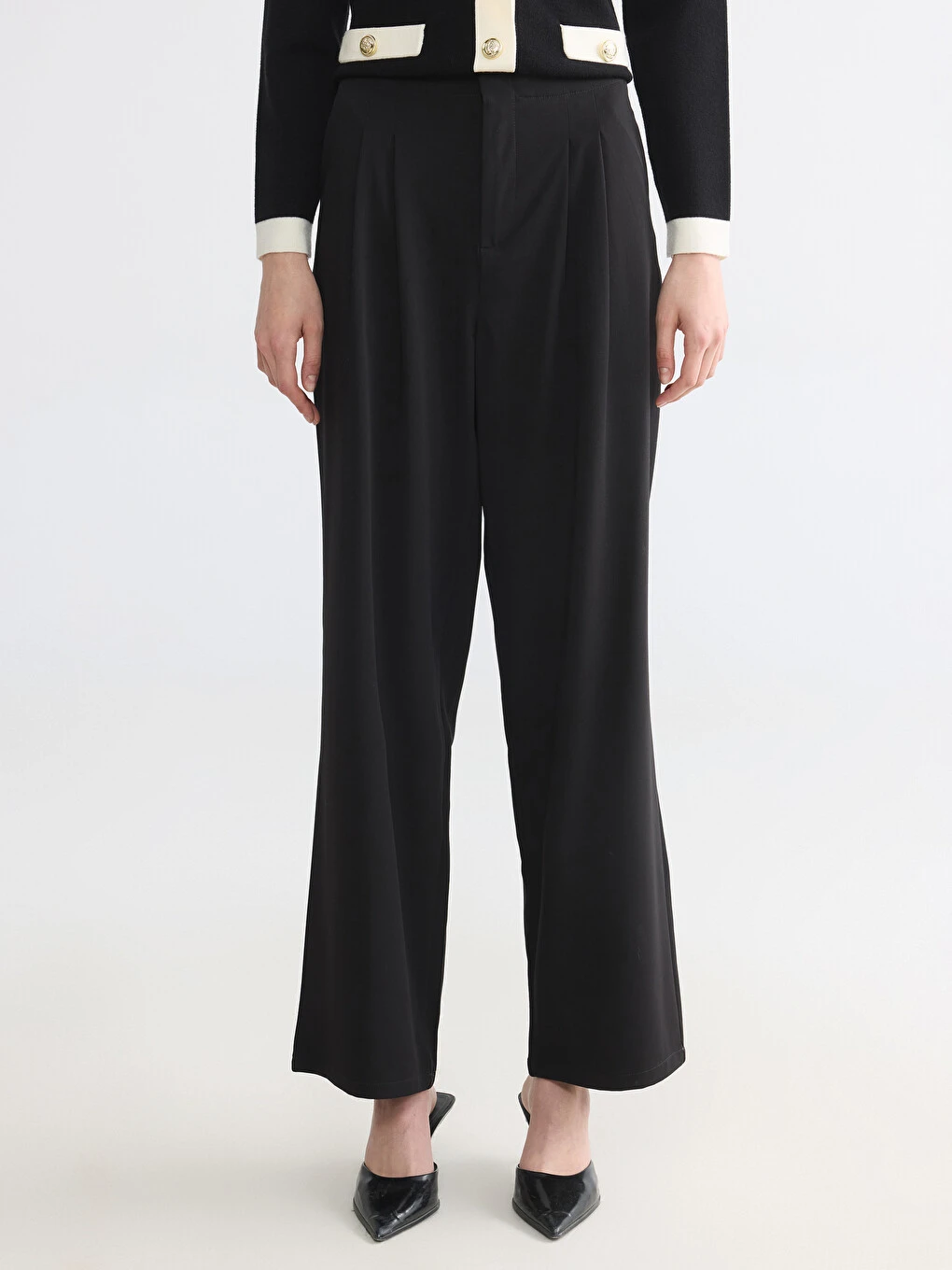 LCW ECO Ženske Plisirane Pantalone Širokih Nogavica