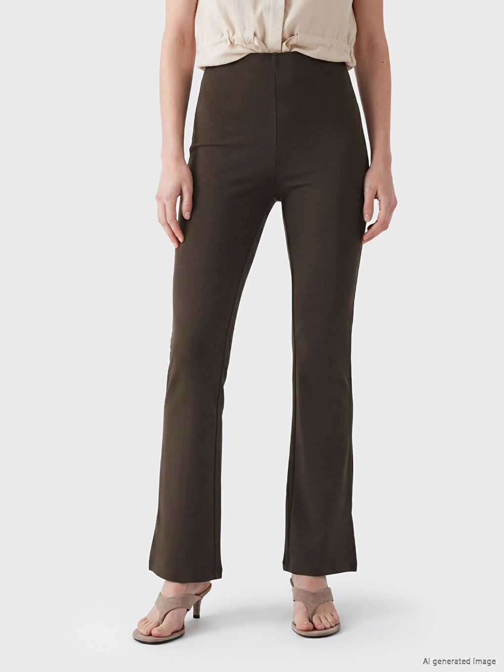 LCW Comfort Ženske Pantalone Sa Visokim Strukom I Zvonastim Nogavicama