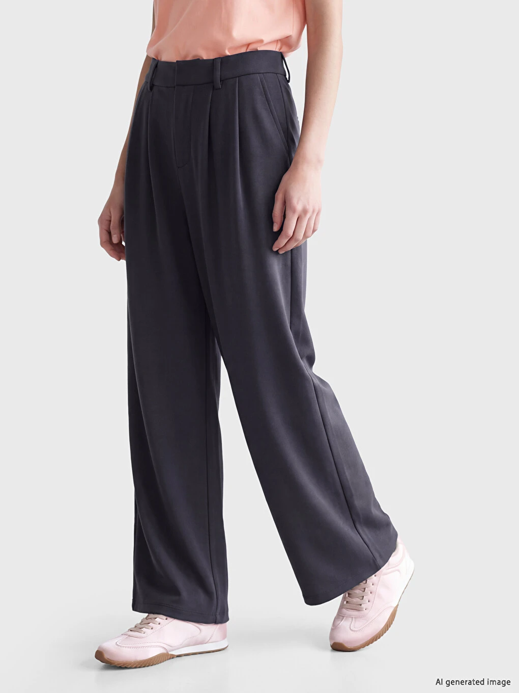 XSIDE Ženske Plisirane Pantalone Širokog Kroja Od Mekog Materijala