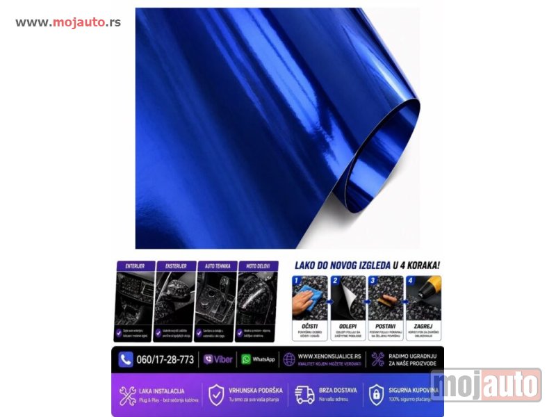 Folija hrom plava 152cm x 1m