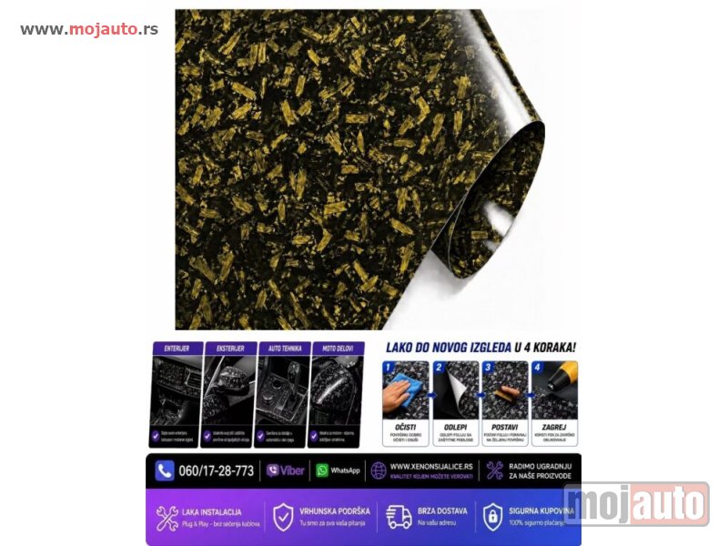 Folija karbon carbon mansory zlatna 152cm x 1m