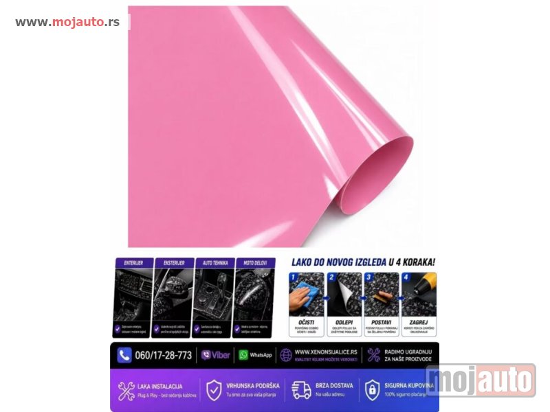 Folija sjajna roze 152cm x 1m