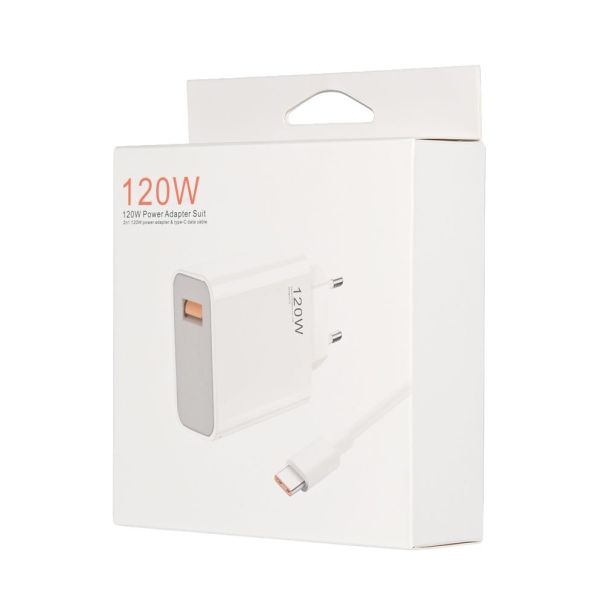 OSTALO Kucni punjac Fast charger 120W za Xiaomi sa USB na Type c kablom beli