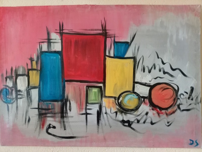 Moderna apstrakcija 70x50cm ulje na platnu
