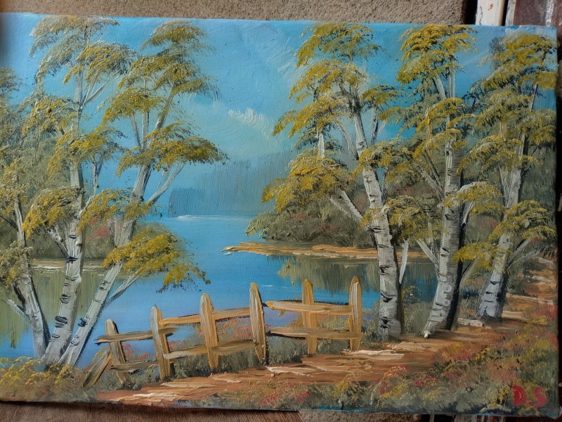 Breze pejzaž 60x40cm ulje na platnu