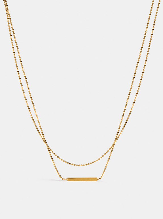 DOUBLE NECKLACE WITH BAR - STAINLESS STEEL