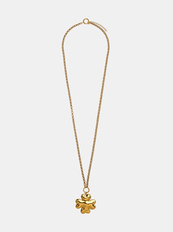 NECKLACE WITH CLOVER PENDANT - STAINLESS STEEL