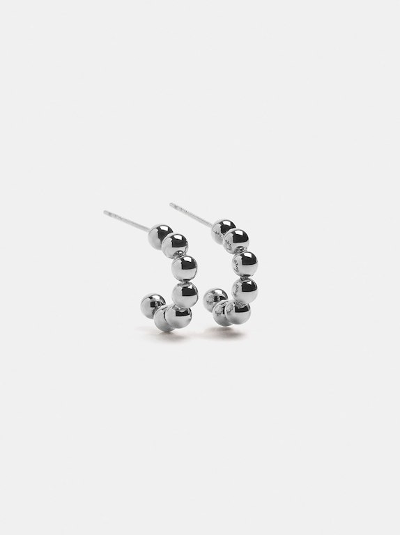 OPEN HOOP EARRINGS WITH BEADS - STAINLESS STEEL